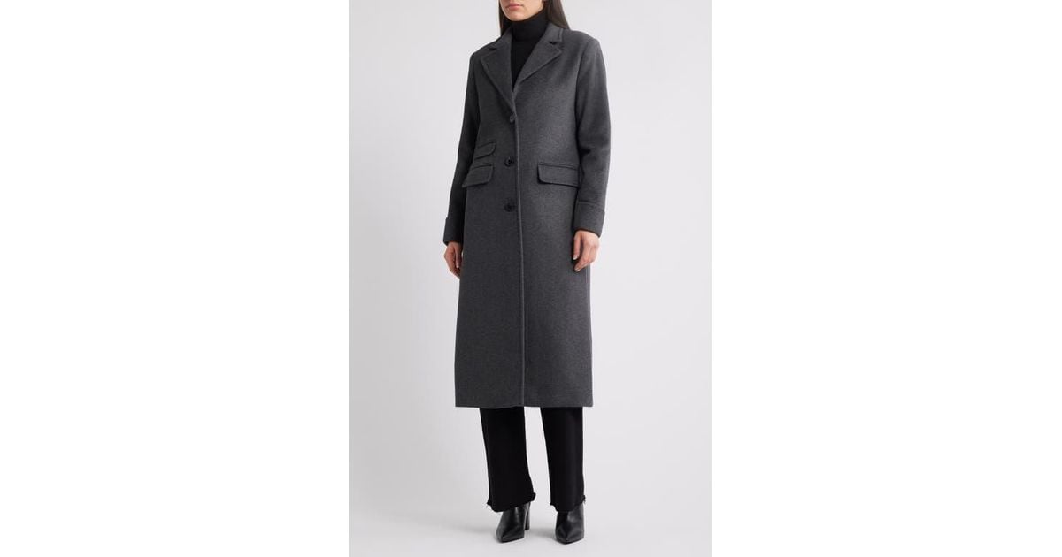 Ralph Lauren Longline Wool Blend Reefer Coat in Black | Lyst