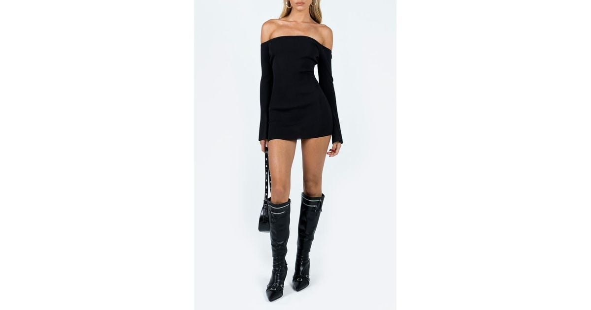 Princess Polly Parisa Off The Shoulder Long Sleeve Minidress in Black ...