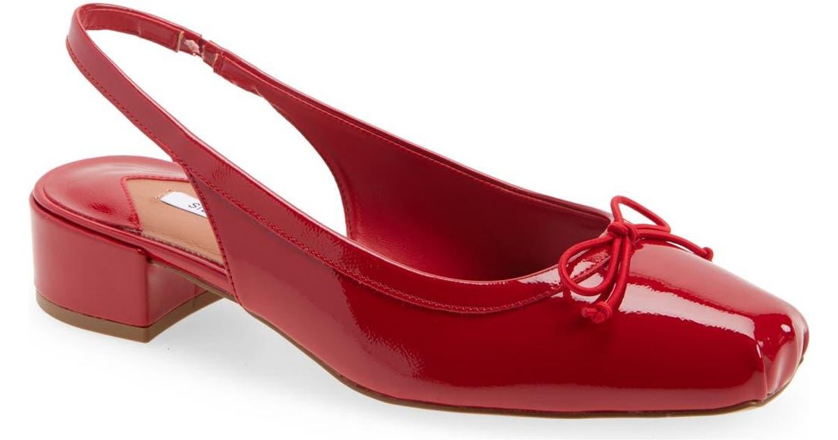 Steve Madden Loved Square Toe Patent Leather Slingback Pump in Red | Lyst