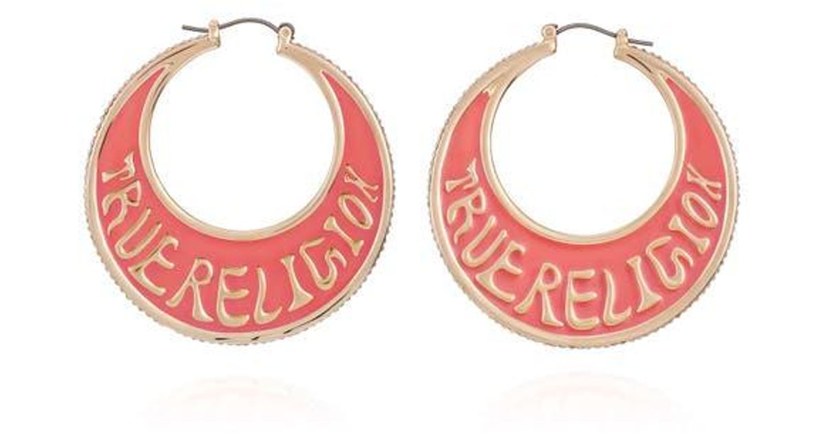 TRUE RELIGION Logo Hoop in Red | Lyst