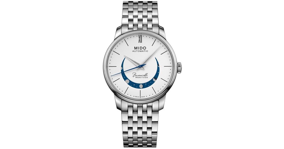 MIDO Baroncelli Heritage Smiling Moon Bracelet Watch, 39Mm in Gray for ...