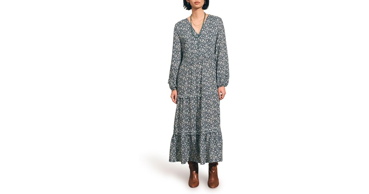 Faherty Isabella Floral Block Long Sleeve Midi Dress in Gray | Lyst Faherty Isabella Floral Block Long Sleeve Midi Dress in Gray | Lyst