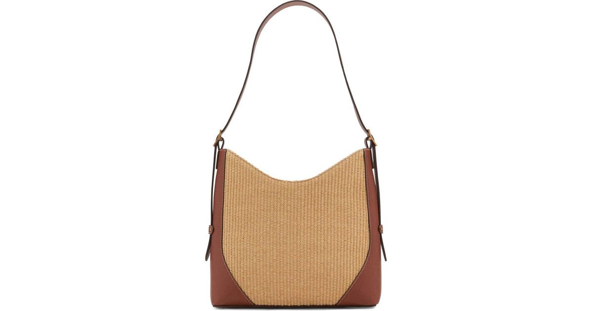 Mango Canvas Shoulder Bag in Brown | Lyst