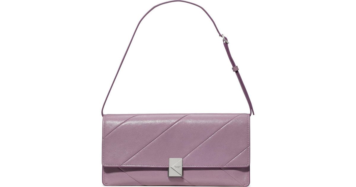 Kate Spade Deco Pieced Glazed Leather Shoulder Bag in Purple | Lyst