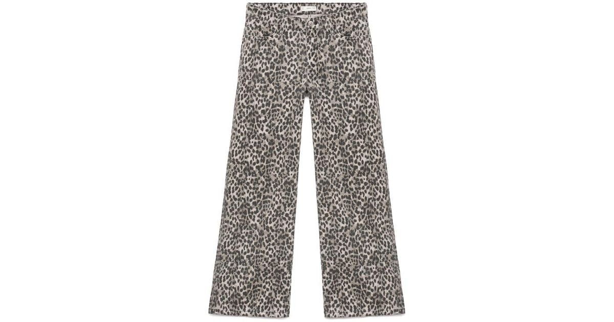 MANGO TEEN Leopard Print Wide Leg Jeans in Gray | Lyst