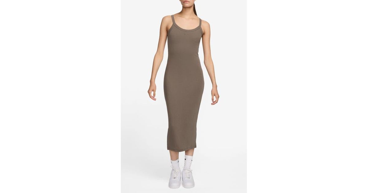 Nike Sportswear Chill Knit Tight Rib Midi Dress | Lyst