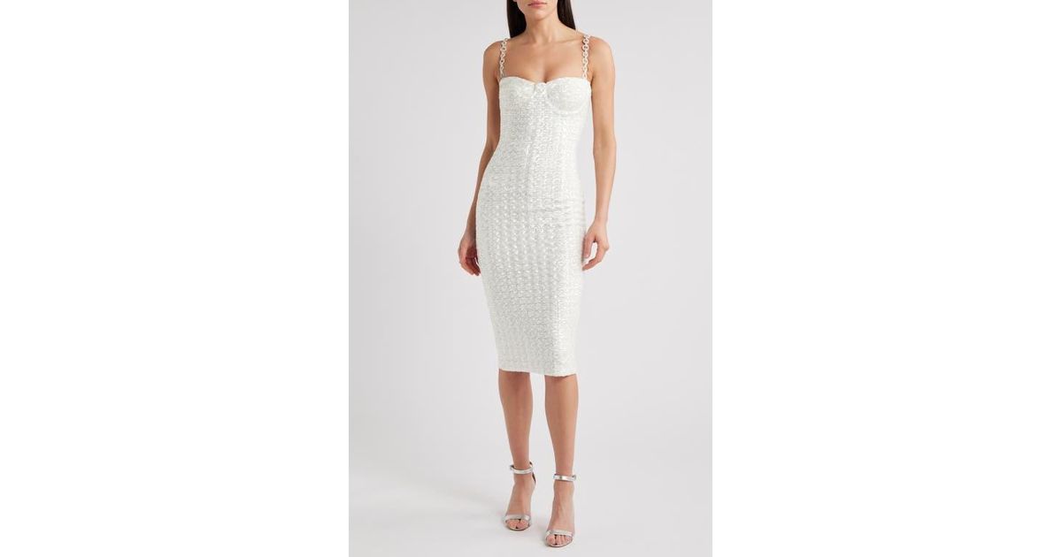 Nadine Merabi Nina Embellished Body-Con Cocktail Dress in White | Lyst