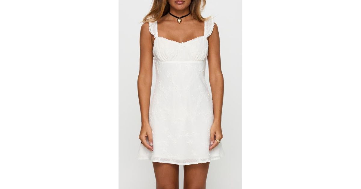 Princess Polly Beacall Embroidered Lace Trim Cotton Mini Sundress in ...
