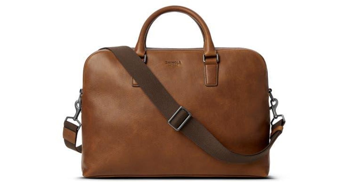 Shinola Double Zip Navigator Leather Briefcase in Brown for Men | Lyst