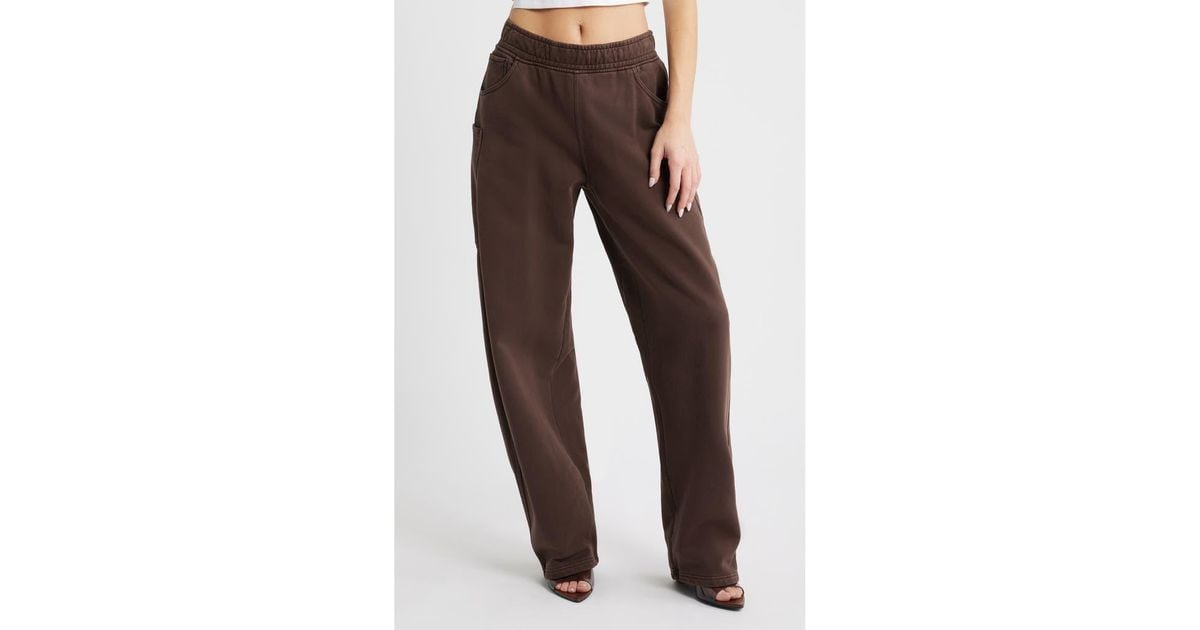 AFRM Ryan Cotton Barrel Sweatpants in Brown | Lyst