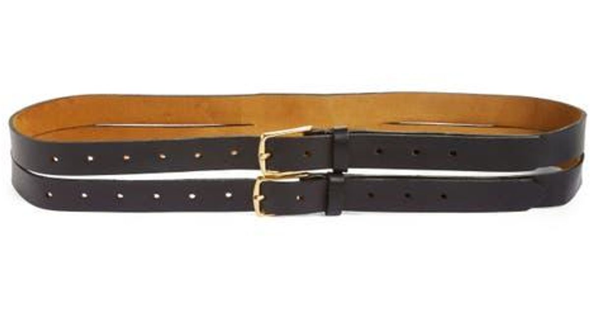 Ada Mallorca Double Leather Belt in Black | Lyst