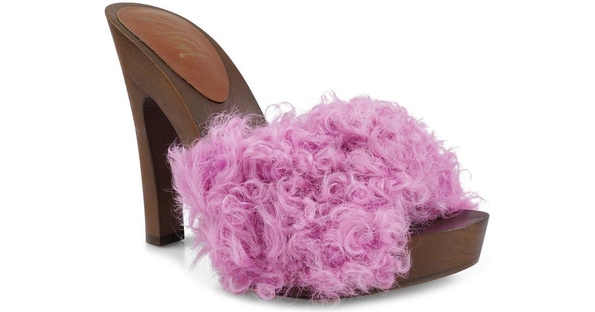 Zigi Genuine Shearling Platform Sandal in Purple | Lyst