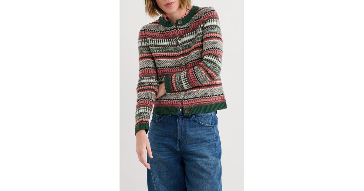 Seasalt Cornwall Percella Cove Fair Isle Merino Wool Blend Cardigan | Lyst