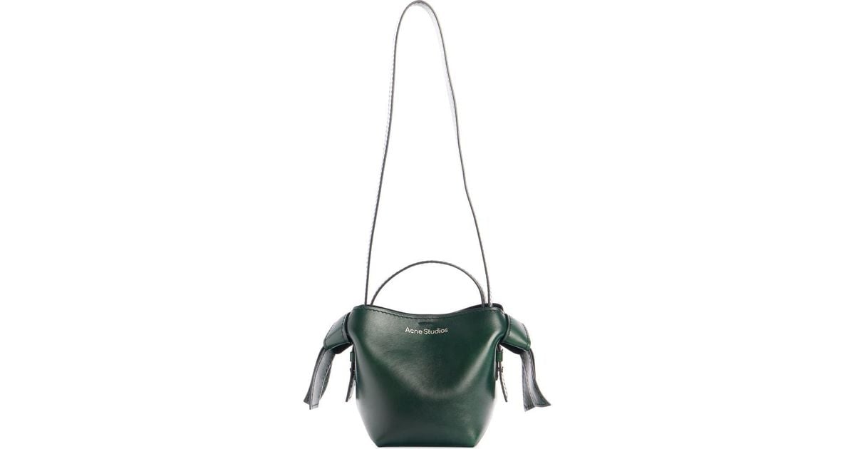 Acne Studios Mini Musubi Leather Bucket Crossbody Bag in Green | Lyst