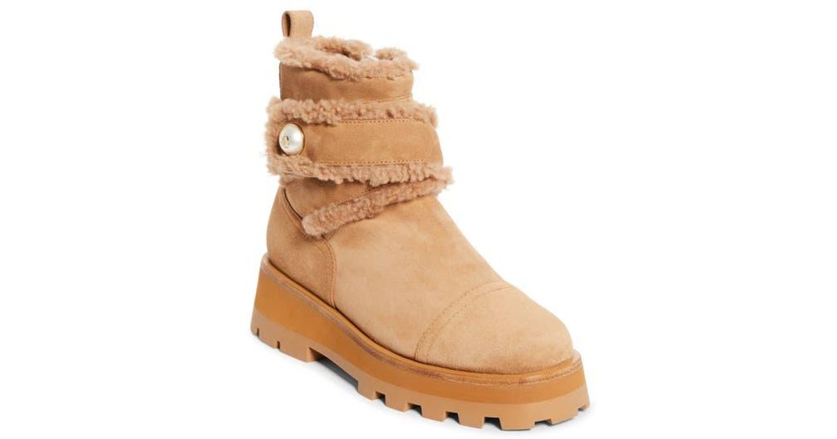 Jimmy Choo Meena Genuine Shearling Lined Bootie in Brown | Lyst