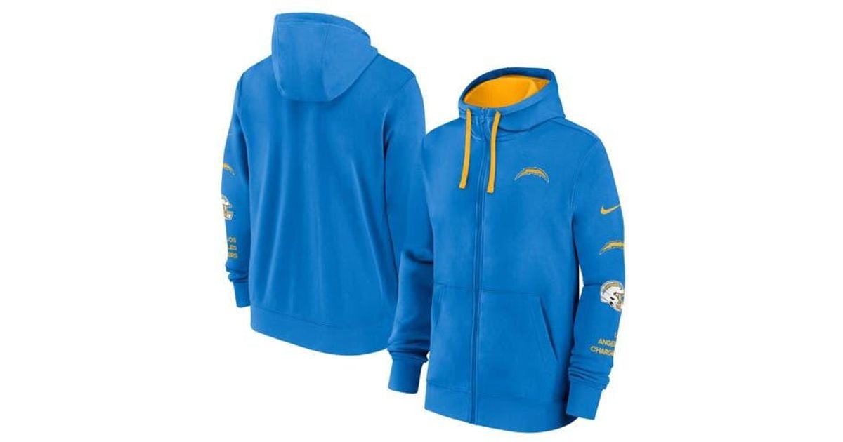 Nike Powder Los Angeles Chargers Club Full-Zip Hoodie Jacket in Blue ...