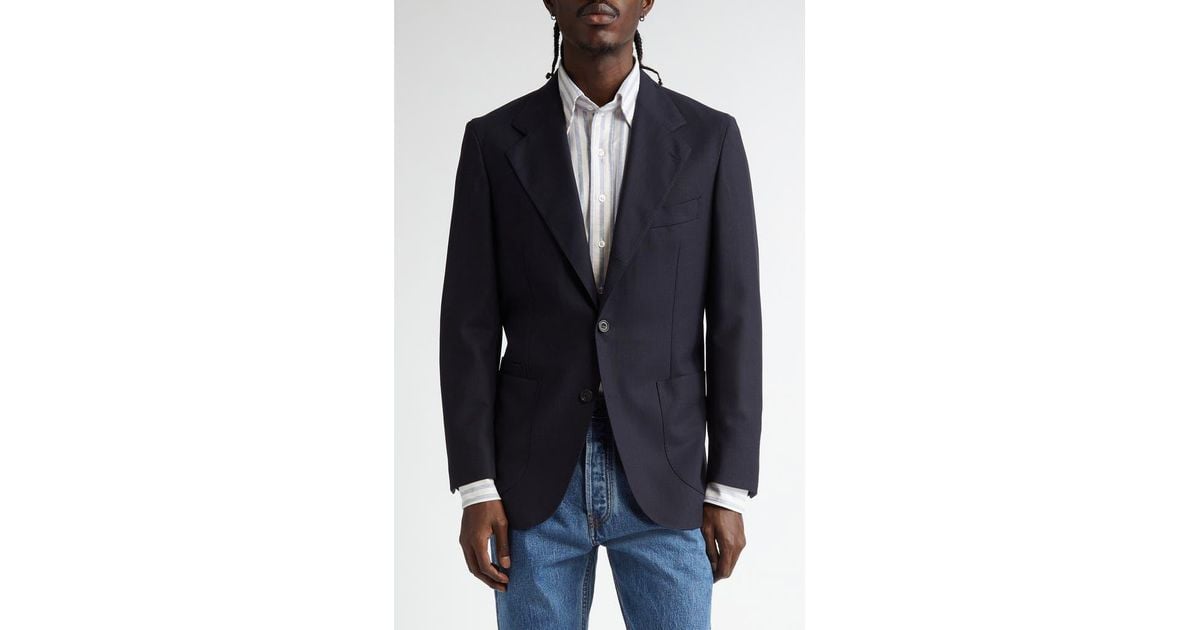 Drake's Tailored Tropical Merino Wool Sport Coat in Blue for Men | Lyst