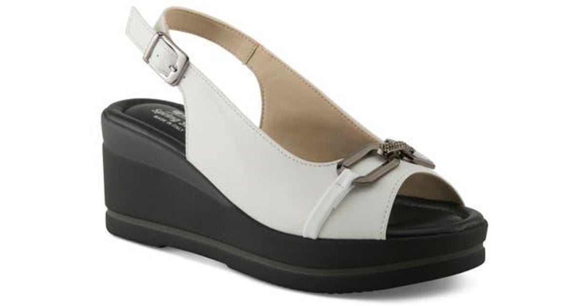 Spring Step Tamra Wedge Slingback Sandal in White | Lyst