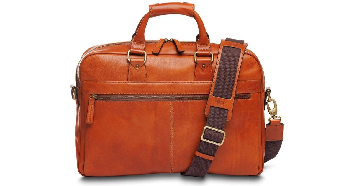 Bosca Italia Stringer Leather Briefcase in Orange for Men | Lyst