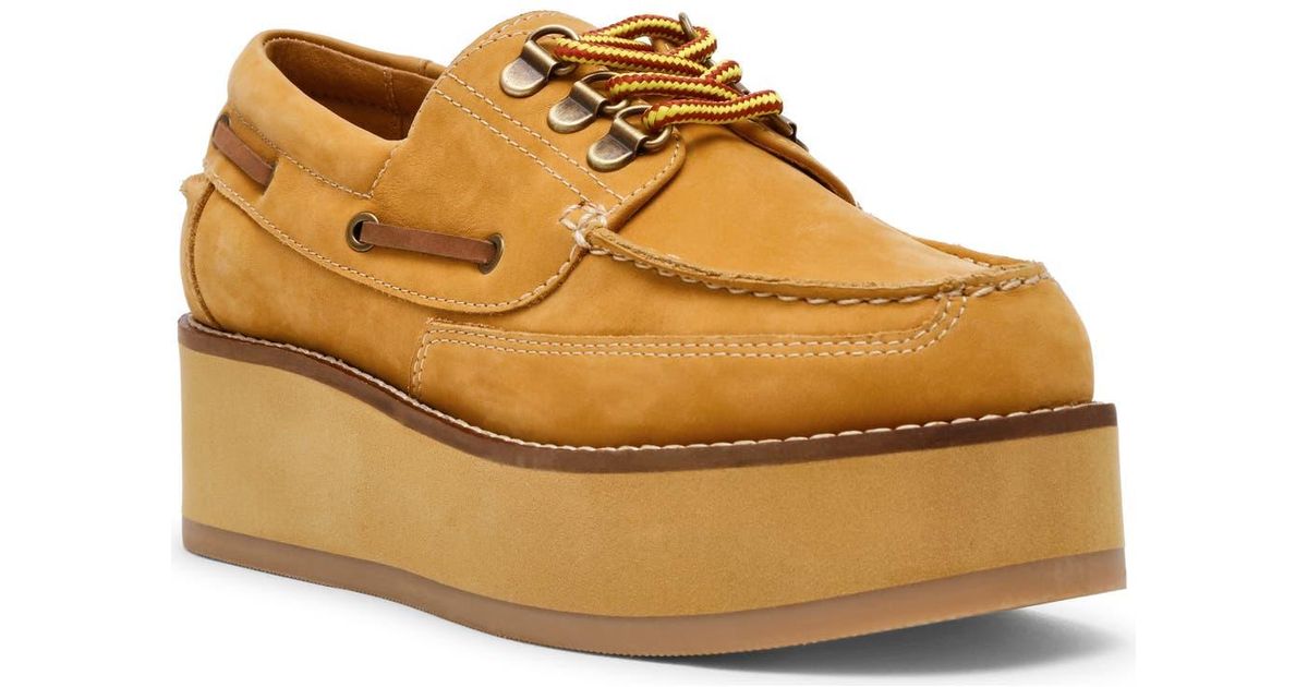 Steve Madden Benett Platform Boat Shoe in Natural | Lyst