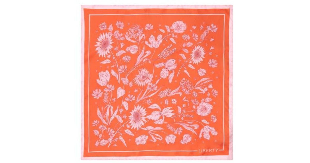 Liberty Mono Muse Silk Square Scarf in Orange | Lyst