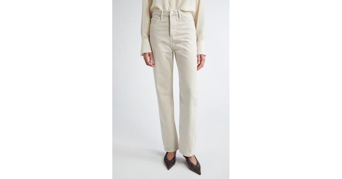 TOTEME Twisted Seam Denim Straight Leg Jeans in White | Lyst