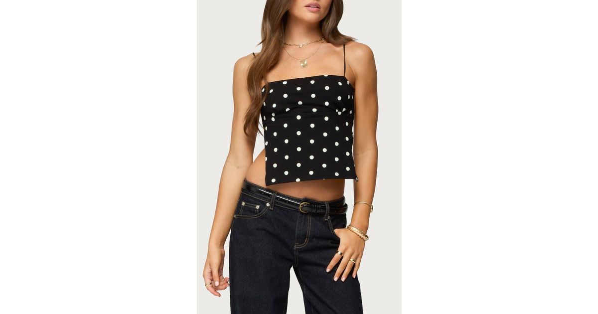 Edikted Jinx Dot Open Back Crop Tank in Black | Lyst