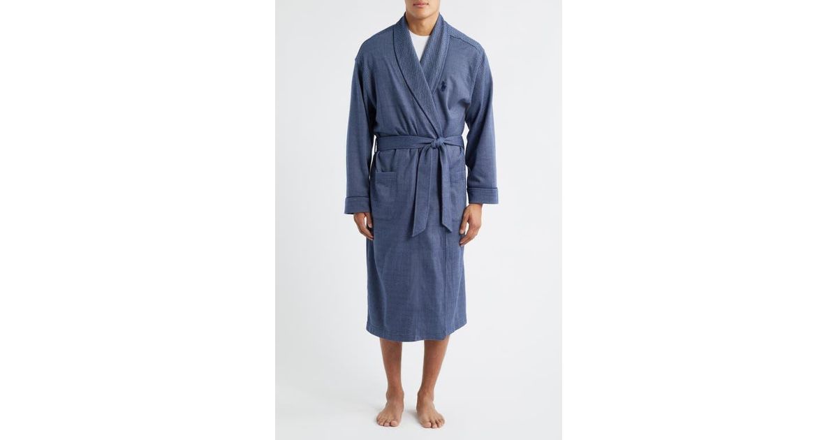 Polo Ralph Lauren Herringbone Twill Robe in Blue for Men | Lyst
