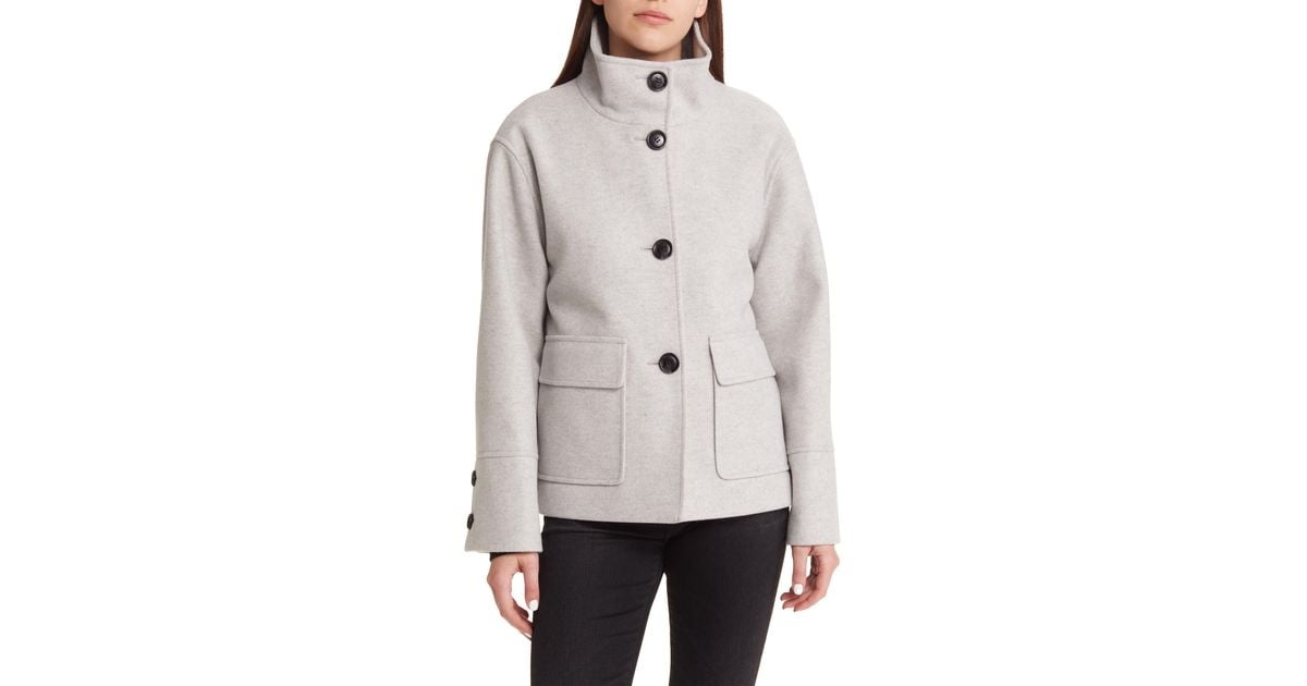 Sam Edelman Stand Collar Coat in Gray | Lyst