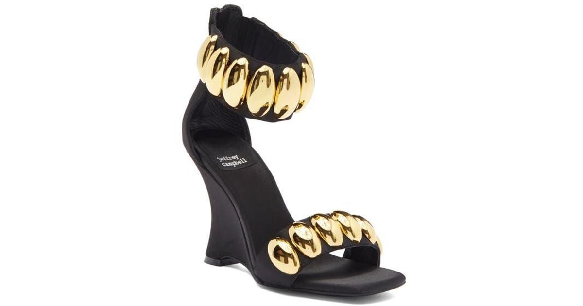 Jeffrey Campbell Shuri Ankle Cuff Wedge Sandal in Black | Lyst