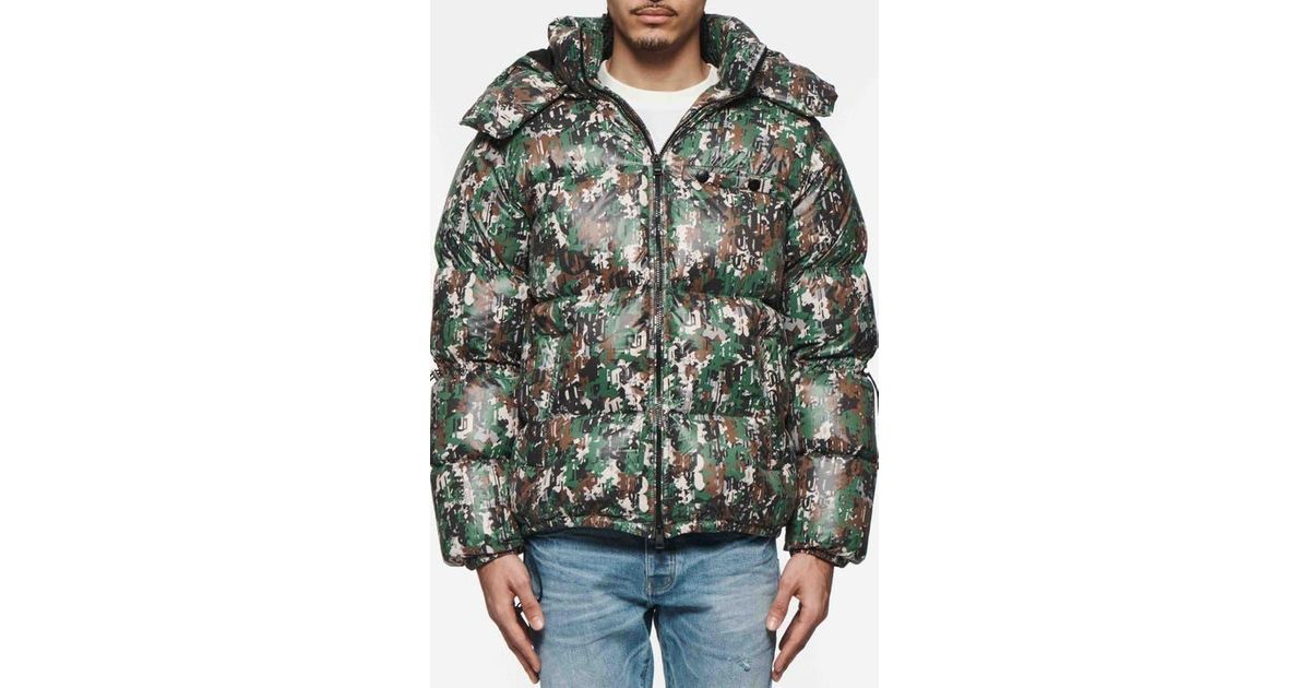 Purple Brand Brand Hooded Down Puffer Jacket in Green for Men | Lyst