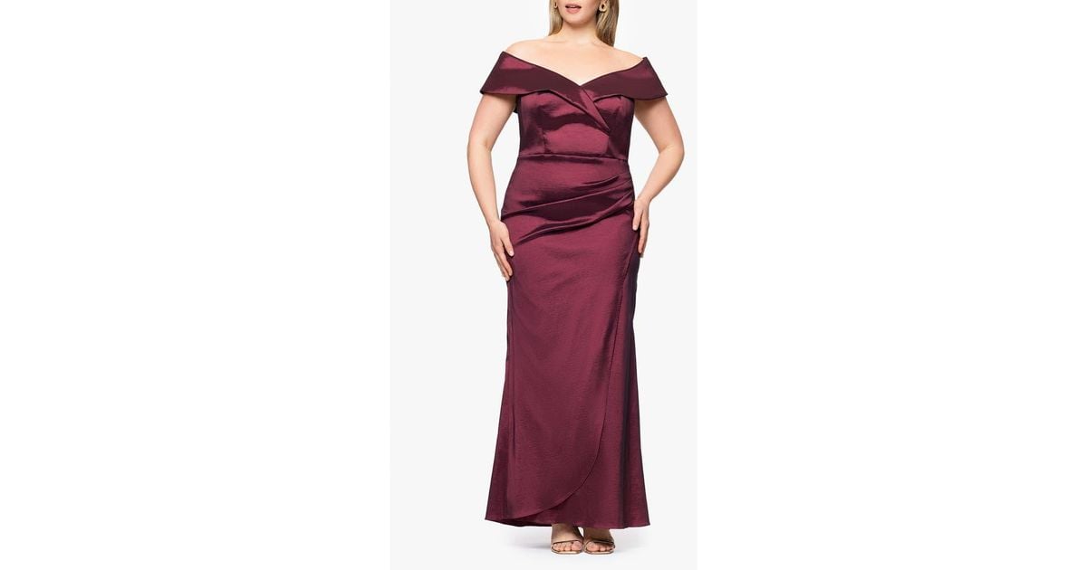 Xscape Evenings Andie Off The Shoulder Ruffle Taffeta Gown in Red | Lyst