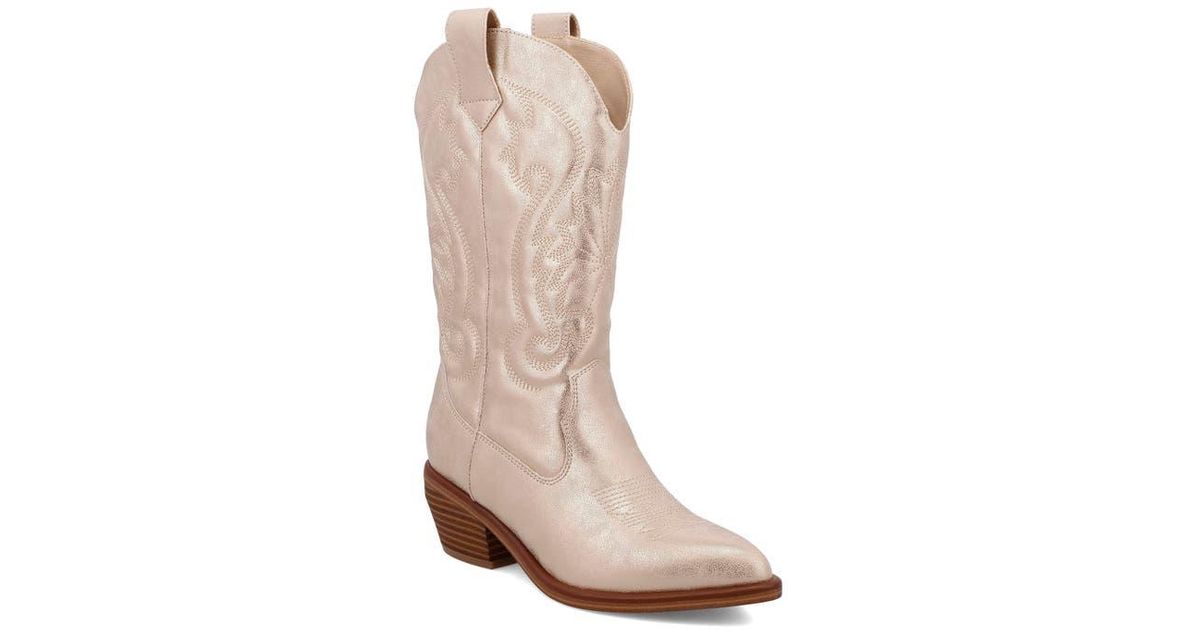 MIA Kelsha Metallic Western Boot in Natural | Lyst
