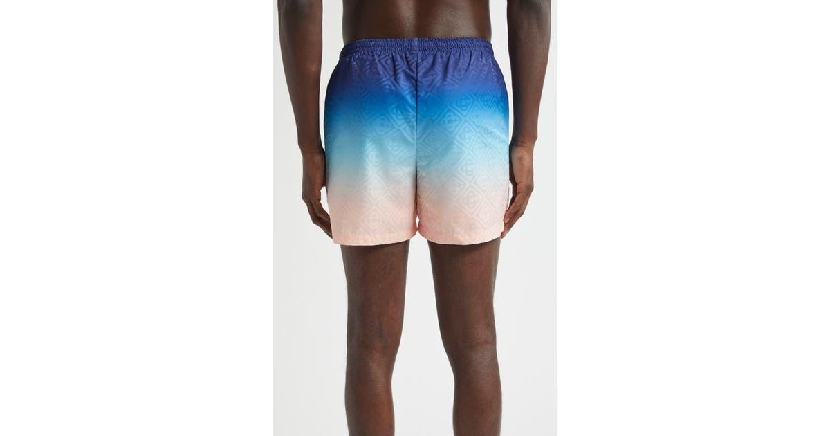 CASABLANCA Gradient Monogram Swim Trunks in Blue for Men | Lyst