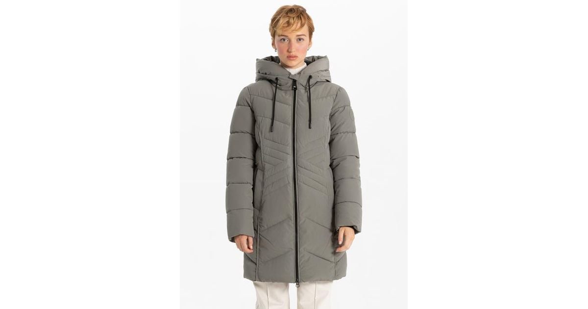 Point Zero Star-Stitch Chic Long Puffer Jacket in Gray | Lyst