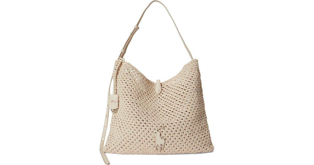 Polo Ralph Lauren Polo Play Open Weave Messenger Bag in Natural | Lyst