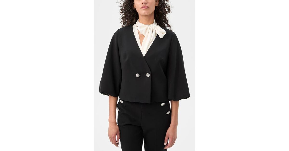 Trina Turk Basal Cropped Jacket With Embellished Buttons in Black | Lyst