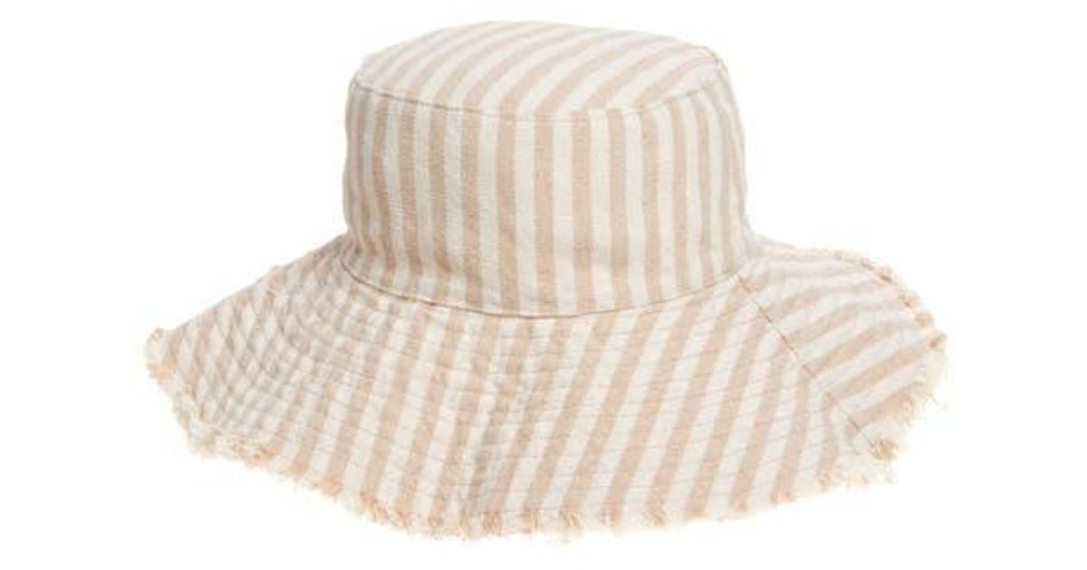 Treasure & Bond Frayed Edge Stripe Bucket Hat in Natural | Lyst