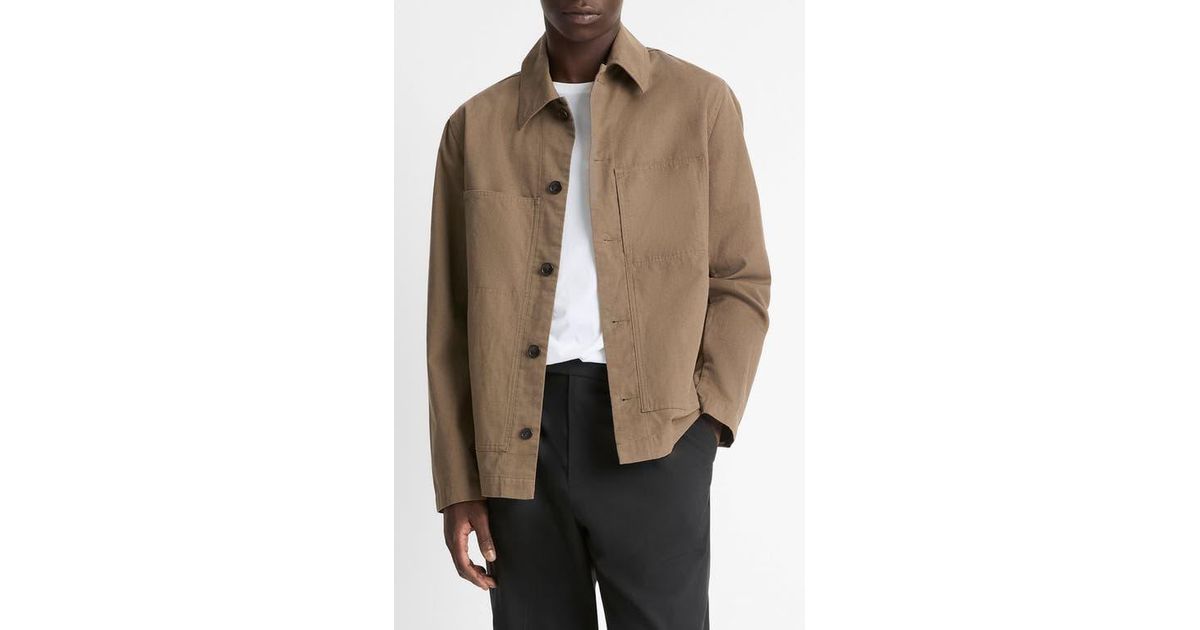 Vince Cotton & Linen Chore Jacket in Natural for Men | Lyst