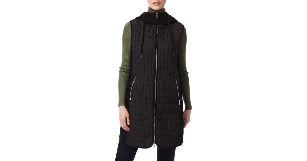 Bernardo Hooded Longline Quilted Vest in Black | Lyst Bernardo Hooded Longline Quilted Vest in Black | Lyst