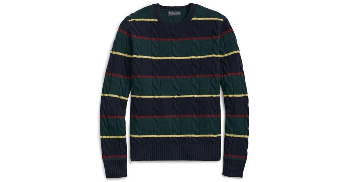 Brooks Brothers Archive Stripe Cable Merino Wool Sweater in Blue for ...