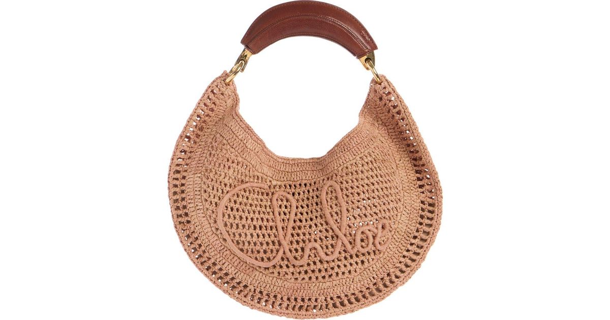 Chloé Summer Banana Crochet Raffia Hobo Bag in Brown | Lyst