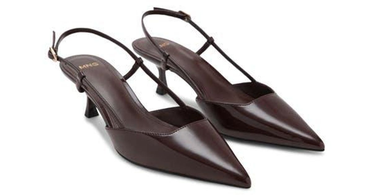 Mango Slingback Pointed Toe Pump in Brown | Lyst
