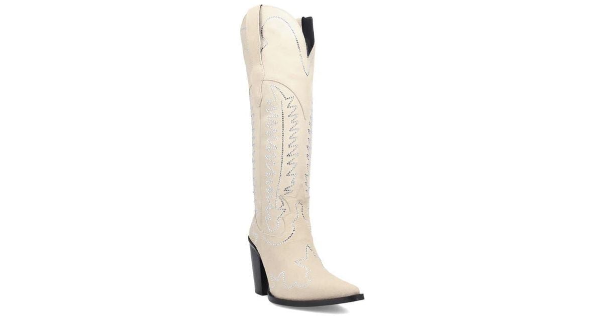 Dingo Double Take Over The Knee Western Boot in White | Lyst