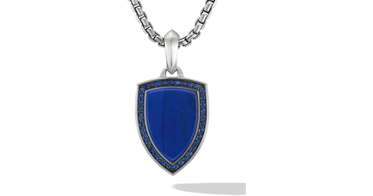 David Yurman Shield Amulet With Diamonds in Blue | Lyst