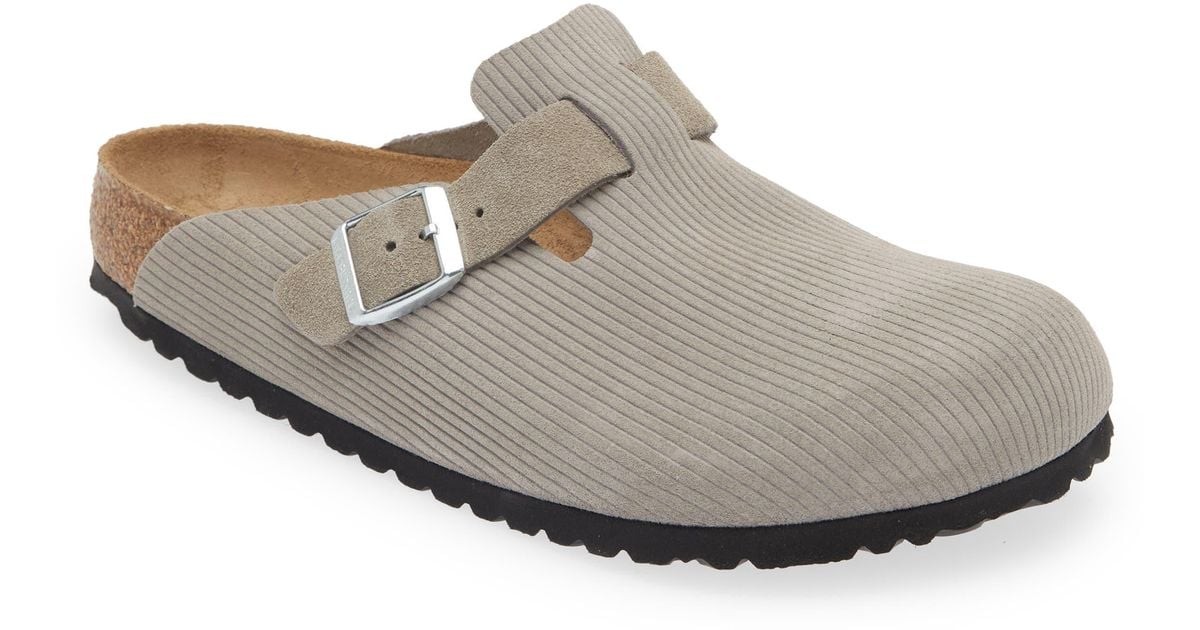 Birkenstock Boston Corduroy Clog in Gray for Men | Lyst