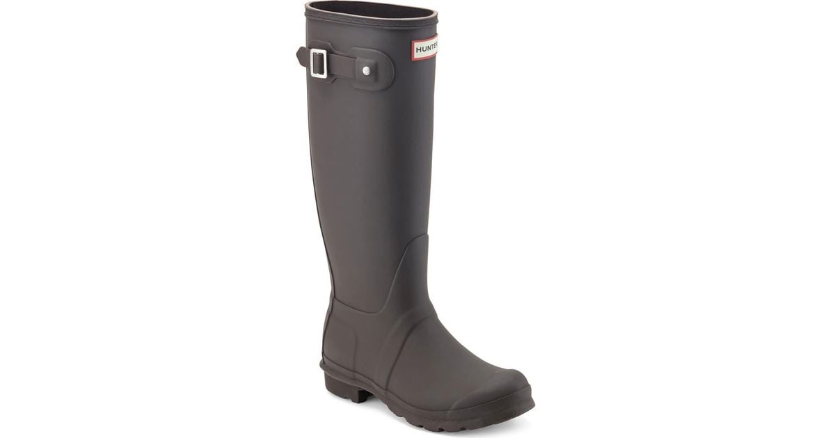 HUNTER Original Tall Waterproof Rain Boot in Brown | Lyst