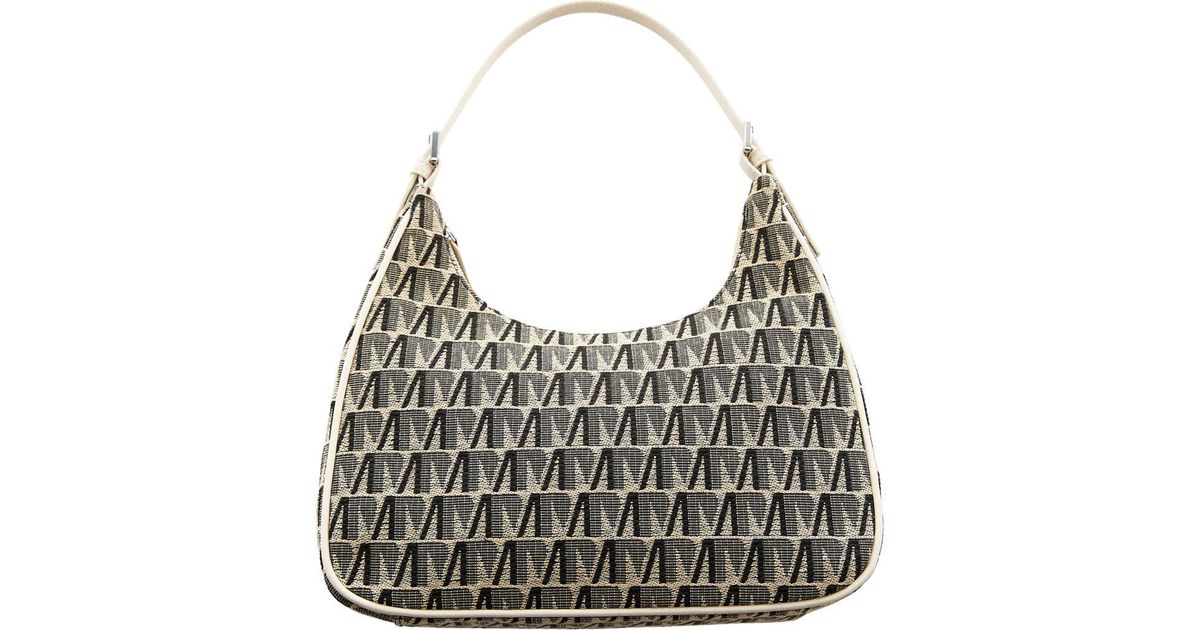 Mango Logo Jacquard Shoulder Bag in Gray | Lyst
