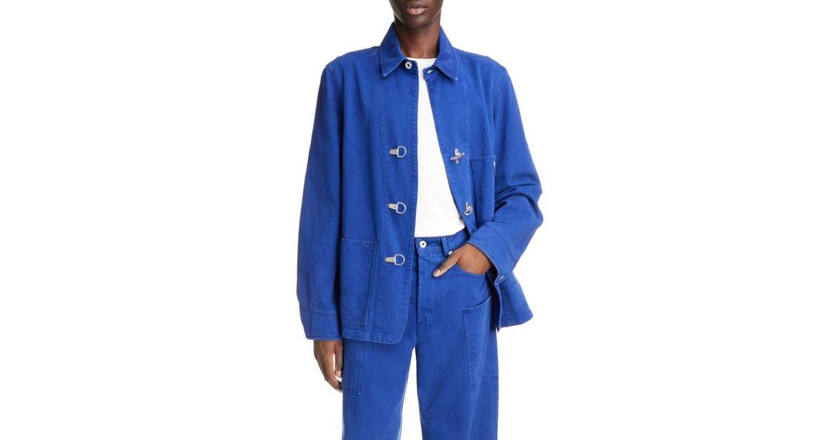 KENZO Elephant Flag Cotton Twill Work Jacket in Blue for Men | Lyst