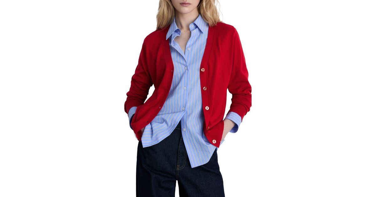 Mango Luka V-Neck Cardigan in Red | Lyst